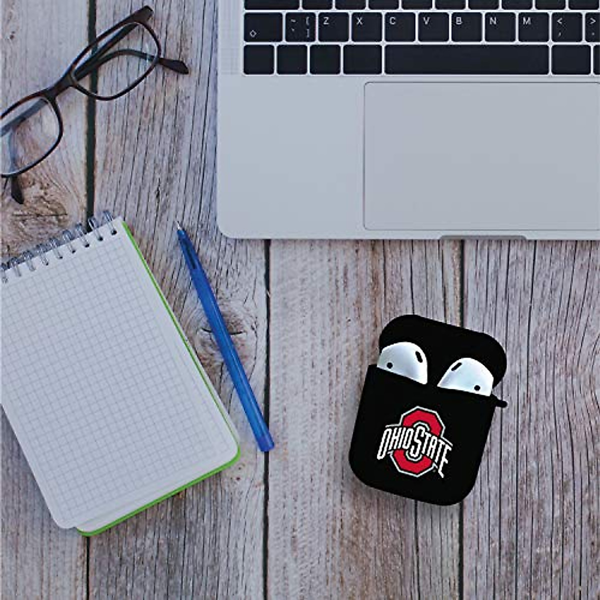 OTM Essentials Officially Licensed Ohio State University Buckeyes Earbuds Case - Black - Compatible with AirPods