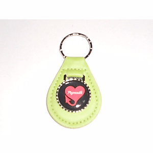 1967 1968 1969 1970 FURY VIP BARRACUDA VALIANT HEART LOGO LEATHER KEYCHAIN - BRIGHT GREEN
