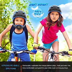 Lixada Kids Bike Helmet Adjustable Detachable Full Face Helmet for Cycling Helmet for Children Bicycle, Skateboard, Scooter, Protective Gear (20.5-22 Inches)