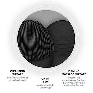 FOREO Luna 3 Men Silicone Facial Cleansing & Firming Massage Brush for Skin and Beard, Shave Prep, Ultra-Hygienic,16 Intensities, 650 uses/USB Charge, App-Connected, Waterproof, 2-Year Warranty