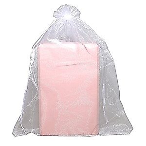 SUNGULF 12x16 Inches Drawstring Organza Bags Sheer Large Pouches Wedding Favor Party Christmas Gift Bag (White, 50 Packs)