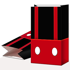 Tenare 28 Pieces Mouse Party Paper Bags, Birthday Treat Candy Goody Favor Bags Present Paper Bags for Mouse Theme Birthday Party Supplies