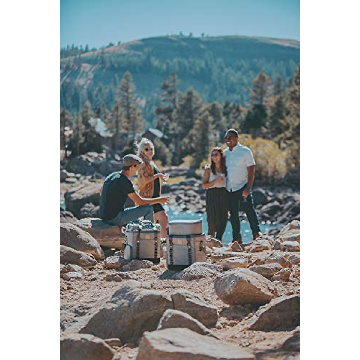 PICNIC TIME - PT-Frontier Picnic Cooler Tote - Soft Cooler Bag with Picnic Set - Picnic Tote, (Heathered Gray)