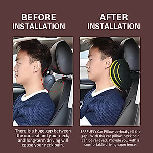 Super Comfy Car Headrest Pillow, Car Pillow for Neck Pain Relief with Adjustable Strap, 100% Memory Foam & Breathable Removable Cover, Ergonomic Design - Softness Travel Car Neck Pillow(Beige, 1PC)
