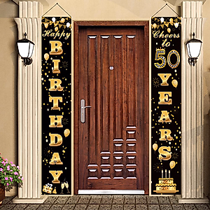 50th Birthday Door Banner,Happy 50th Birthday Banner,50th Birthday Anniversary Party Decorations Supplies Cheers to 50 Years Welcome Porch Sign for Indoor Outdoor