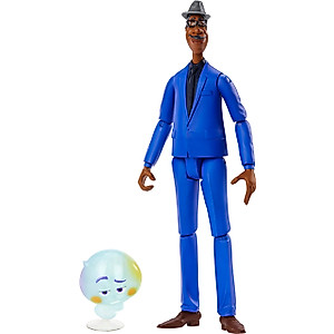 Mattel Pixar Disney Soul Joe Gardner Action Figure 8-in Tall Movie Character Toy with 2-in 22 Figure, Highly Posable with Authentic Look, Gift Fans & Collectors