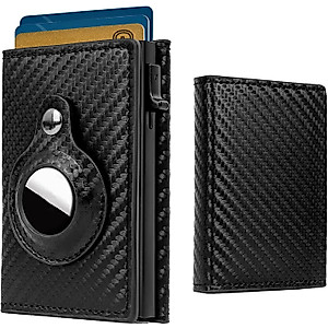 FADACHY Mens Wallet with Holder,Minimalist Card Holder,Carbon Fiber RFID Technology Credit Card Holder for Women Men with ID Windows,Stealth Holder