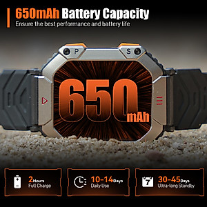 Military Smart Watch for Men 2.0" HD with Elevation Barometer Compass Fitness Tracker with IP68 Waterproof Heart Rate Sleep Monitor 650 mAh Outdoor Rugged Tactical Sports Smartwatch for iOS Android