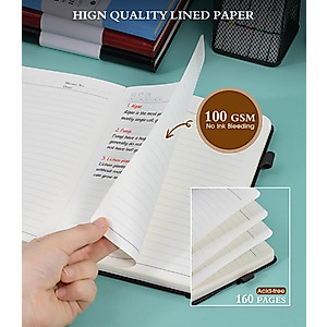 Ansopu Lined Journal Notebook for Writing, A5 100 GSM Thick Paper, Leather Hardcover Journal for Woman Men, Travel Journal Diary 160 Pages(5.75'' X 8.38'' Black)