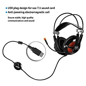 Somic G938 Virtual 7.1 Surround Sound Gaming Headset for PC, Compatible with PS4 and Laptop, Mic and LED Lights, USB Plug