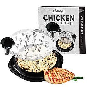 Chicken Shredder Tool Twist Large -Effortless Meat Shredder with Transparent Lid |Versatile Meat Grinder & Slicer for Chicken, Beef, Pork- Heat Resistant Chicken Shredder with Ergonomic Handle (Black)
