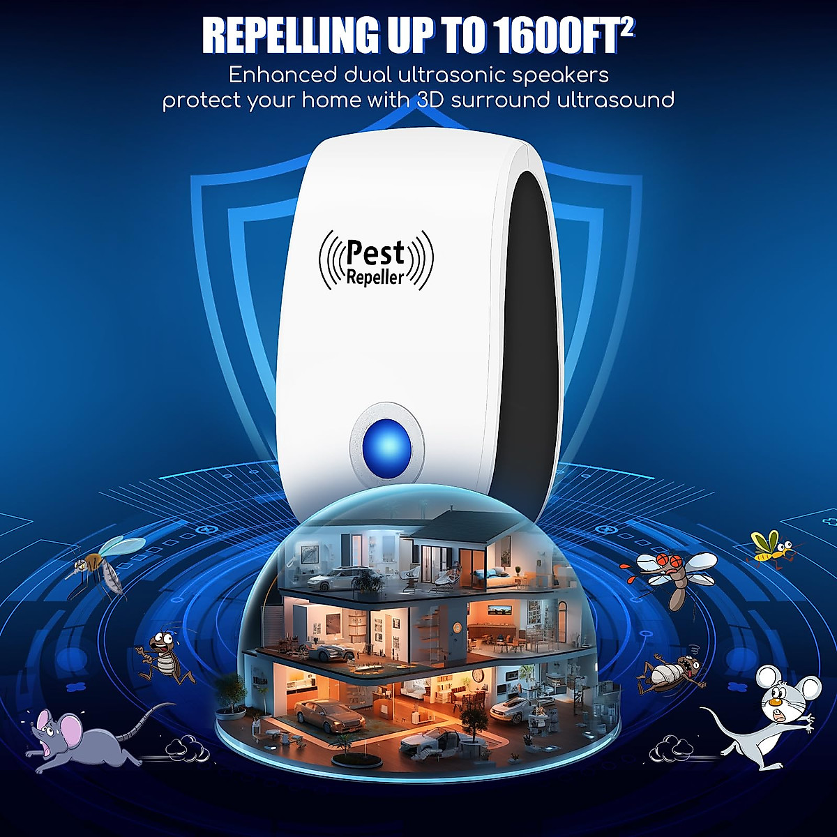 10Pack Upgraded Ultrasonic Pest Repeller Electronic Mouse Repellent Ultrasonic Plug in Rodent Repellent Indoor Sonic Electronic Plug in Pest Controlfor Insect,AntBugs,Mosquito,Rat,Spide,Cockroach