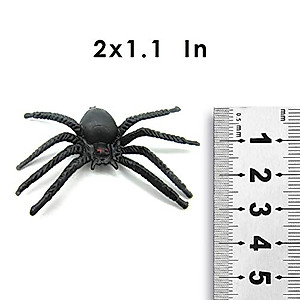 Caritty 50PCS Halloween Realistic Plastic Spider, Fake Spider Prank Prop Joke Toys for Halloween Decorations, Plastic Spiders Halloween, Black Scary Spiders for Kids, Great Party Favors