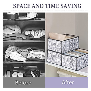 2PCS Wardrobe Clothes Organizer for Folded Clothes, Mesh Drawer Dividers and Storage, Drawer Organizer for Clothes, Jeans, Leggings, Skirts, T-shirts, Sweaters, Socks, Scarves(Large 7Girds)