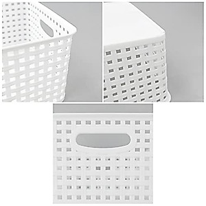 Lesbin 4-Pack White Plastic Organizer Basket, Woven Storage Bins