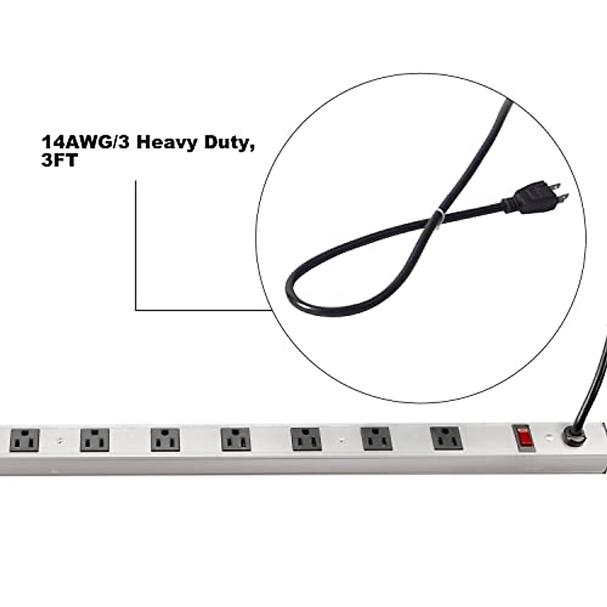 Inland Products 8 Outlet Aluminum Power Strip Silver (03197)