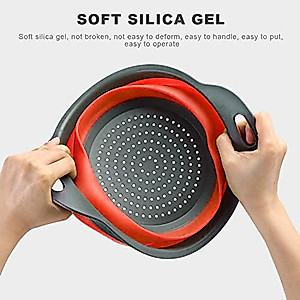 Collapsible Colander, 2 Pcs Silicone Kitchen Strainer Skimmer for Draining Pasta, Vegetable and Fruit