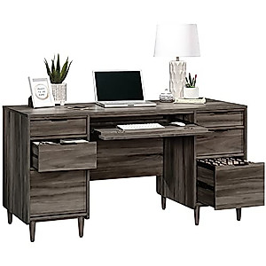 Sauder Clifford Place Modern Executive Desk in Jet Acacia, Jet Acacia Finish