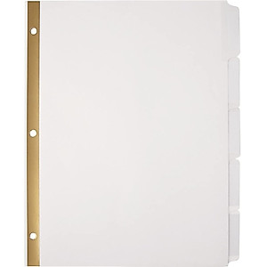Office Depot Plain Dividers With Tabs And Labels, White, 5-Tab, Pack Of 25 Sets, 11353
