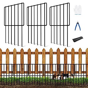 KYATE Garden Fence Animal Barrier, Dog Digging Fence 10 Pack 10.8ft(L) X 17inch(H), Rustproof Metal Border, Rabbits Blockers Ground Stakes Defense Fence for Outdoor Landscape Patio