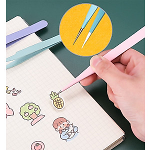 2 Pieces Sticker Tweezers, Cute Craft Tweezers for Stickers, Scrapbooking, Vinyl, Lashes, Electronics, Purple