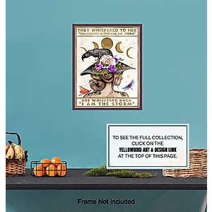 Witch Wall Art Motivational poster 8x10 - They Whispered to Her You Cannot Withstand The Storm - Inspirational Gift for Women - Wiccan Witchy Room Decor - Pagan Witchcraft Home Decor - Positive Quotes