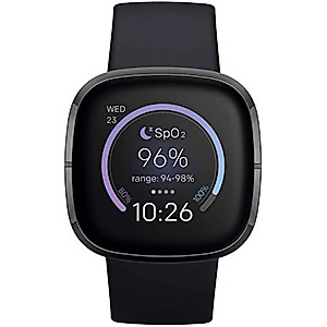 Fitbit Sense Health & Fitness Smartwatch W/ GPS, Bluetooth Call/Text, Heart Rate SpO2, ECG, Skin Temperature & Stress Sensing (S & L Bands, 90 Day Premium Included) International Version (Graphite)