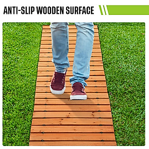 Tatuo 1 Pack 8 FT Wooden Garden Pathway Roll Out Straight Walkway Outdoor Path Wood Flooring Boardwalk Pavers for Garden Backyard Patio Beach Outdoor Wedding Party, 8' L x 17" W