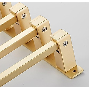 Swivel Towel Rack 3 Swing Arm Bathroom Towel Bar Wall Mounted Thick Brass Rustproof Hanging Holder Brushed Gold Finish Shower Room, Kitchen,Three