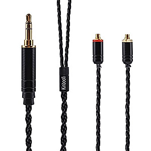 Kinboofi 6 Core Upgrade Silver Plated Replacement Cable,Black MMCX Detachable Earphone Cable Replacement Earphone Wire for Shure 846 535 215 315 MAGAOSI K5 LZA4 T2 T3 Plus(3.5mm Audio Jack, MMCX)