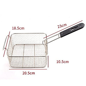 JUNXIAN Deep Frying Basket Stainless Steel Frying Basket With Handle Food Basket Square Hanging Removable Filter Fryer Frying Net