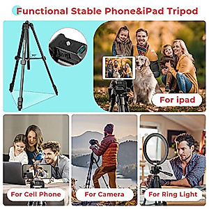 UBeesize 64" Phone Tripod, Extendable iPad Tripod Stand with Remote and Phone Holder, Lightweight Camera Tripod for Selfie, Video Recording, Live Streaming, Compatible with Cell Phone/Camera/Tablet