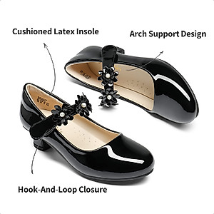 DREAM PAIRS Girls Mary Jane Dress Shoes Pumps Low Heels Flower Party Wedding Princess,Size 2 Little Kid,Black,SDFL2317K