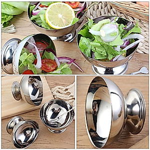 Cabilock Stainless Steel Ice Cream Bowl Metal Pudding Cups Salad Dessert Holder Snack Fruit Candy Container for DIY Ice Cream Parfait Banana Pudding 10. 7X10. 7CM