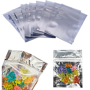 Luckycivia 200 PACK Resealable Clear Ziplock Smell Proof Pouch Aluminum Foil Zip Lock Bulk Food Storage Bag, Plastic Aluminum Material,3x4 inch