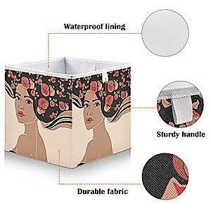 Girl Hair Roses Storage Basket Storage Bin Square Collapsible Toy Bins Clothes Toys Bin Organizer for Childrens Toys Playroom