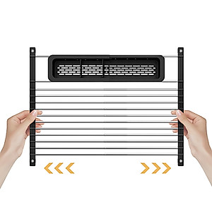 Yofidra Expandable Roll-Up Dish Drying Rack (Up to 19.6") with Expandable Storage Basket, Over-The-Sink Dish Drainer Drying Rack, Foldable Stainless Steel Kitchen Drainer - Black