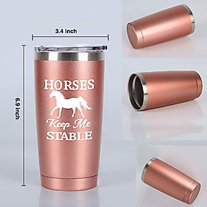 Horse Gifts For Women, Horses Keep Me Stable Travel Tumbler, Funny Birthday Christmas Gifts for Horse Lovers Equestrian Cowgirls Mom Friends Aunt Sister, 20 Oz Insulated Stainless Steel Tumbler