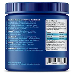 Zesty Paws Advanced Cognition Soft Chews for Dogs - with Omega 3 DHA, Ashwagandha & Alpha GPC - for Senior Dog Brain Health & Nervous System Support - Supplement for Calming & Relaxation - 90 Count