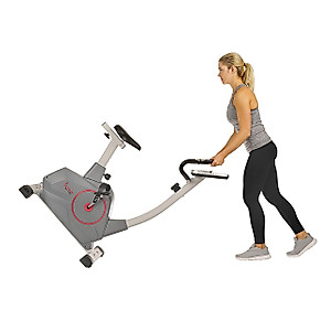 Sunny Health & Fitness Stationary Upright Exercise Bike with Performance Monitor, Tablet/iPad Device Holder, 275 LB Max User Weight with Body Fat and BMI Calculator - SF-B2952,Gray