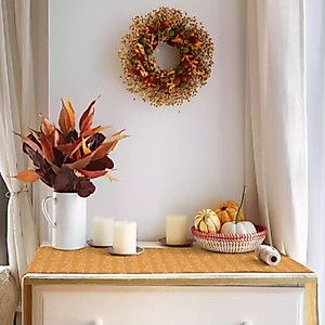 Lsrtoss Thanksgiving Fall Table Runner 60 Inches Long Farmhouse Dress Scarves, Autumn Orange Pumpkin Dining Tablerunner for Coffee Table/Kitchen Island/Party Décor, 13" x 60"