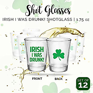 Your Dream Party Shop Irish I was Drunk - St Patrick's Day Shot Glasses - 1.75oz Green St Patty's Day Shot Glasses, Set of 12 St. Patrick Day Drinking Glasses, Irish Gifts Shot Glasses