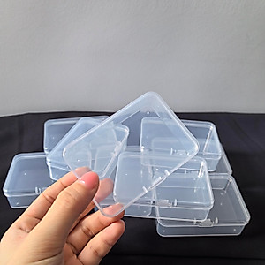 VANZBON Clear Plastic Storage Box, Beads Container With Hinged Lid Hardware Supplies (6pcs,8.5 * 6.*2.5cm)
