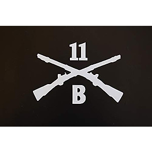 US Army Infantry 11 B Sticker Vinyl Decal Crossed Rifles Choose Color & Size!! Veteran Military (V618) (8" X 5.5", White)