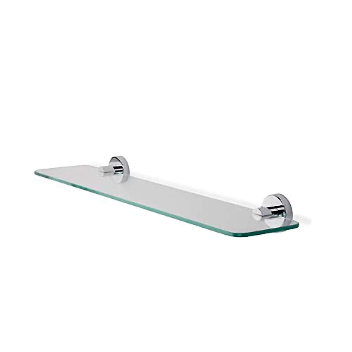 Croydex Metra Flexi-Fix Easy Fit Screw or Glue Glass Bathroom Shelf, 4.9in x 25.1in x 3.1in, Chrome