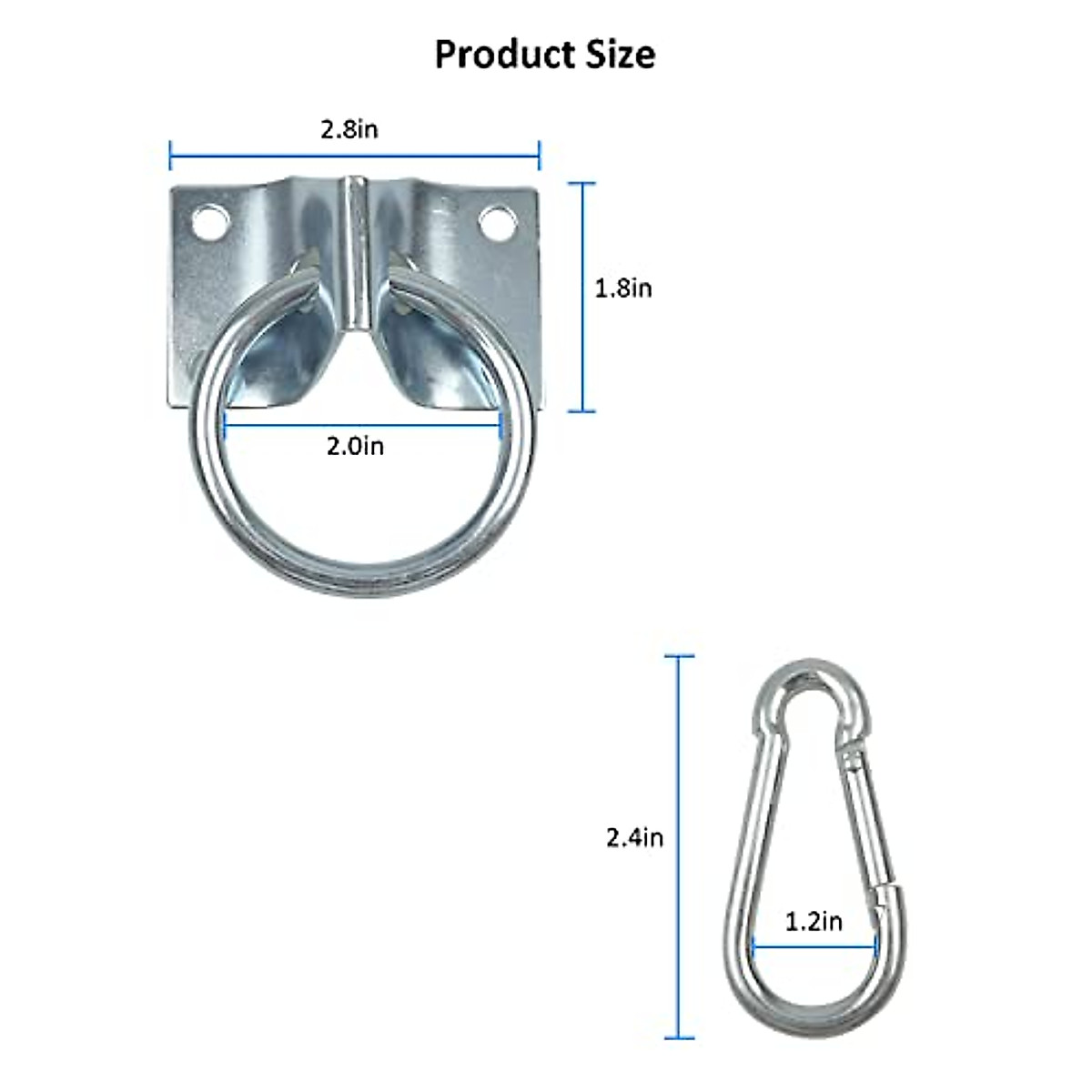 Nahntaipy Horse Tie Ring, Horse Cross Ties Set of 4 with Spring Snap Hook Carabiners, for Horse Stall Guards Blocker Hitching Barn Supplies 2 inch
