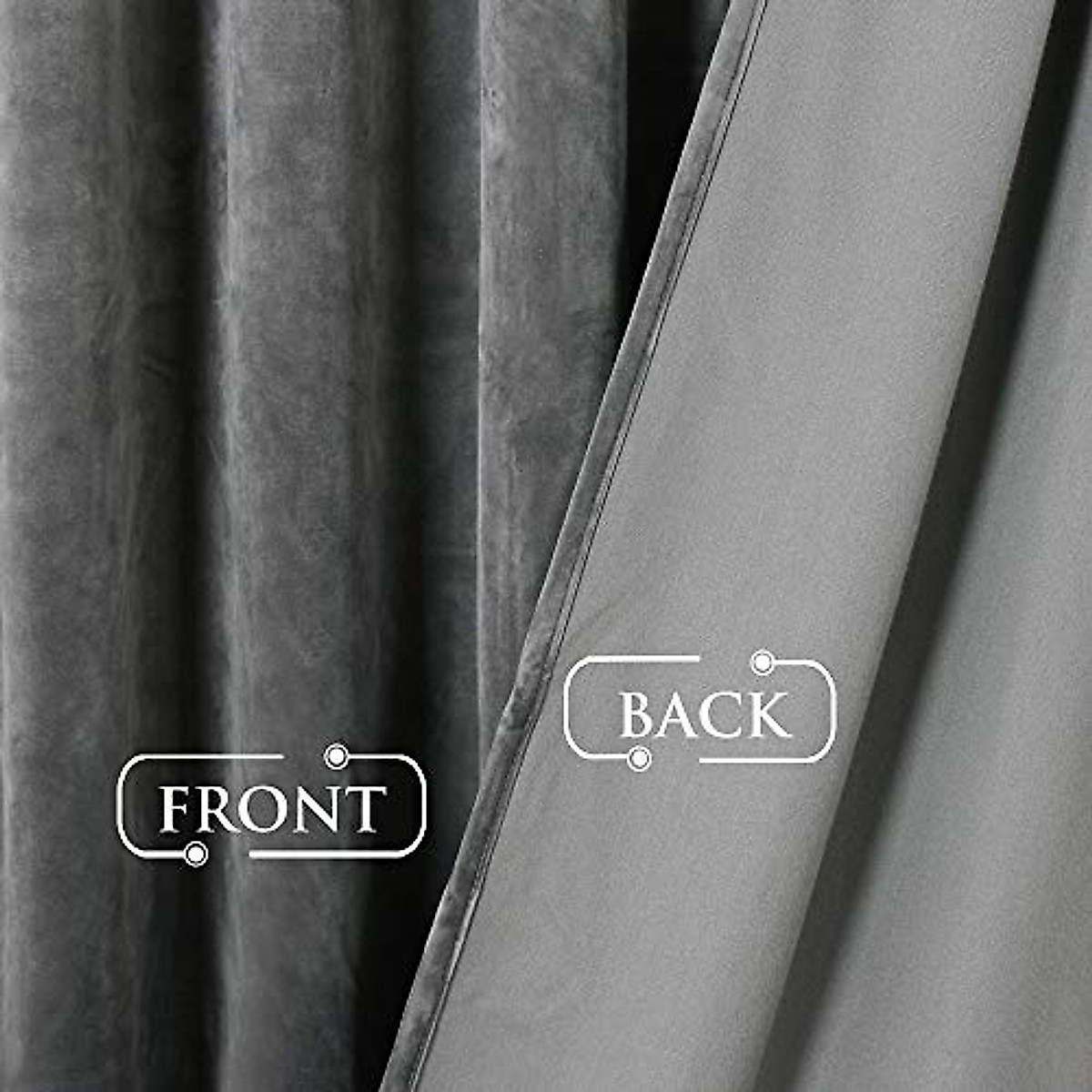 StangH Grey Velvet Curtains 96 inches - Thick Plush Velvet Blackout Drapes, Back Tab Design Insulated Window Covering for Living Room/French Door, W52 x L96, 2 Panels