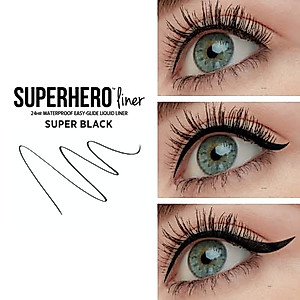 IT Cosmetics Superhero Liquid Eyeliner Pen, Black - 24-Hour Waterproof Formula Won’t Smudge or Fade - With Peptides, Collagen, Biotin & Kaolin Clay - 0.03 fl oz