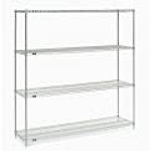 Nexelate Wire Shelving Starter Unit, Silver Epoxy, 72"W X 18"D X 74"H