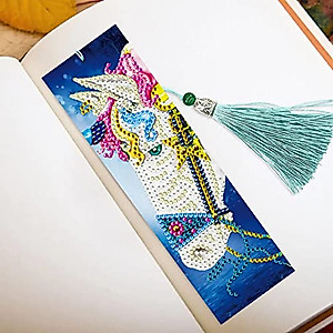 Diamond Painting Bookmarks Horse - Inegovin 2 Pieces DIY Diamond Art Kits Leather Bookmark with Tassel, Diamond Dots Art Bookmarks for Adults Art Craft Supplies